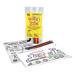 WIKKI STIX Birthday Fun Favors, pack of 20 individual fun favors, each with 12 and a birthday themed play sheet, Made in the USA