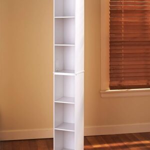 Accents Depot Slim Storage Tower with Six Shelves for Hallways, Closets and Bathrooms - White