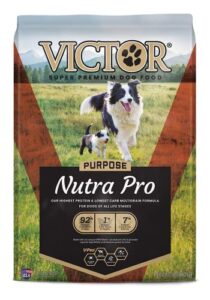 victor super premium dog food – purpose - nutra pro – gluten free, high protein low carb dry dog food for active dogs of all ages – ideal for sporting dogs, pregnant or nursing dogs & puppies, 15lbs