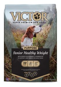 victor super premium dog food – purpose - senior healthy weight – gluten free weight management dry dog food for senior dogs with glucosamine and chondroitin, for hip and joint health, 15lbs