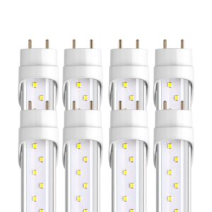 barrina 8 packs t8 led bulbs 4 foot g13 24w 6000k cool daylight, t8 t10 t12 4ft fluorescent light bulbs, dual-end powered, replacement for fluorescent tubes, remove ballast, clear cover, etl listed