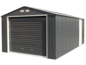 imperial 12 ft. x 20 ft. metal garage shed in dark grey with white trim