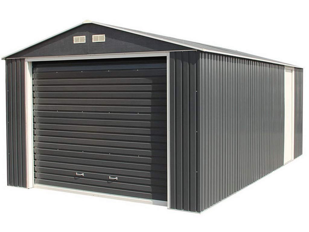 Imperial 12 ft. x 20 ft. Metal Garage Shed in Dark Grey with White Trim