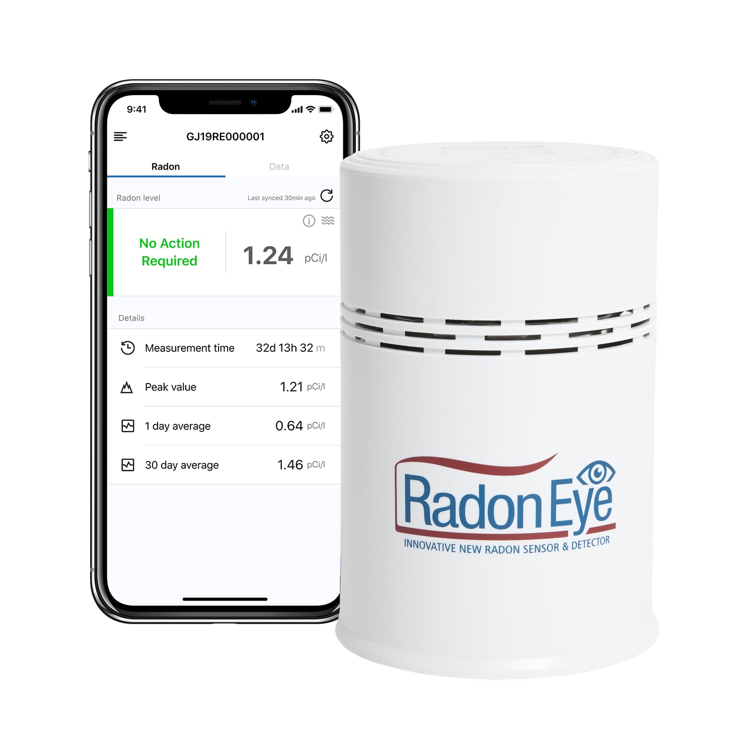 Ecosense RD200 RadonEye, Home Radon Detector, Fast Capture of Fluctuating Levels, Short & Long-Term Continuous Monitoring with Trend Charts