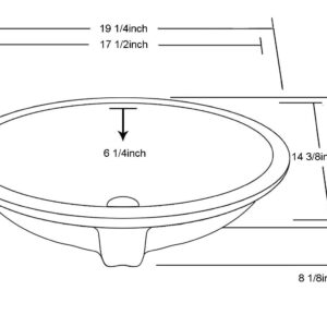 Dawn CUSN007A00 Under Counter Oval Ceramic Basin with Overflow, White