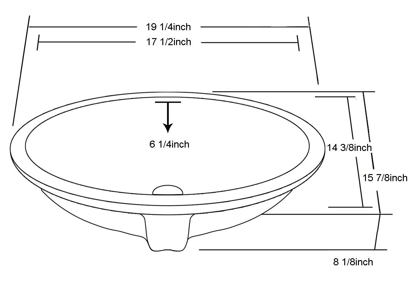 Dawn CUSN007A00 Under Counter Oval Ceramic Basin with Overflow, White