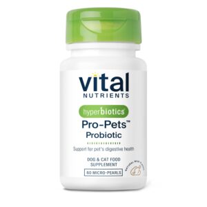 vital nutrients hyperbiotics pro-pets probiotic | probiotic support for pets’ digestive & immune health | tasty meat flavor | non-gmo | gluten, dairy free | 60 micro tablets