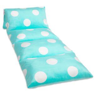 butterfly craze floor pillow case, mattress bed lounger cover, polka aqua, queen size - cozy seating solution for kids & adults, recliner cushion, perfect for reading, tv time (pillow not included)