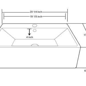 Contemporary Vessel Above-Counter Rectangle Ceramic Art Basin with Single Hole for Faucet and Overflow, White