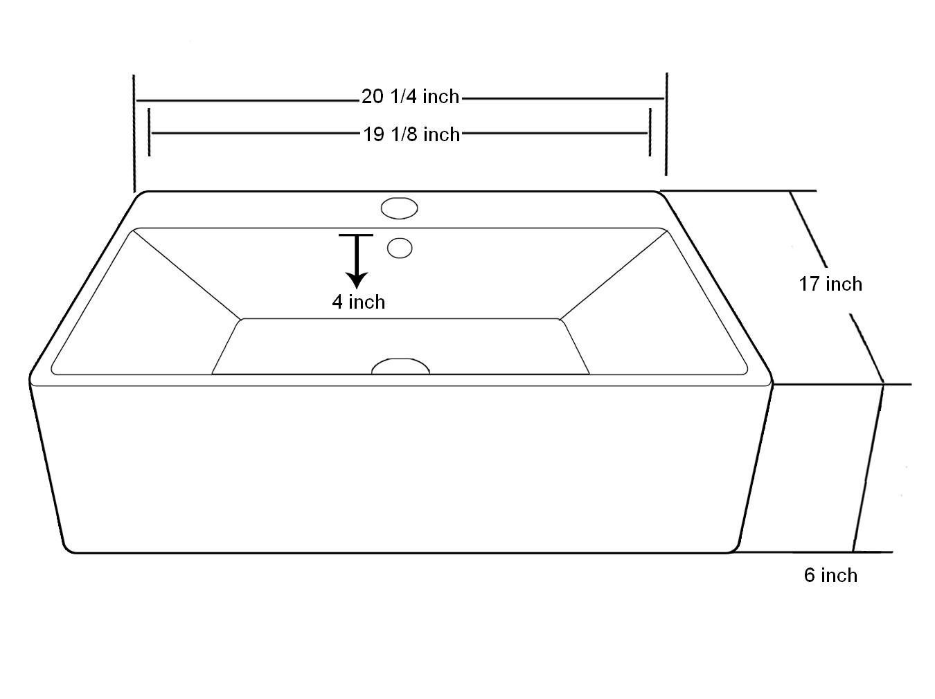 Contemporary Vessel Above-Counter Rectangle Ceramic Art Basin with Single Hole for Faucet and Overflow, White