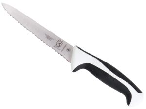 mercer culinary white millennia handle, 6" utility knife (wavy edge)