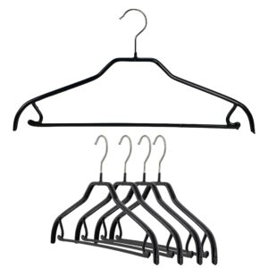 mawa by reston lloyd silhouette series non-slip space saving clothes hanger with bar & hook for pants and skirts, style 41/frs, set of 5, black