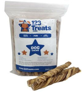 beef tripe sticks for dogs (6" - 25 count) all natural dog treats from free range, grass fed beef dog chews safe & easily digestible – lasting twist sticks - great for puppies & senior dogs