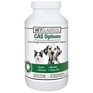 vet classics cas options extra strength immune support for dogs, cats – pet health supplement, dog antioxidant care – extra-strength dog supplement formula – 120 chewable tablets