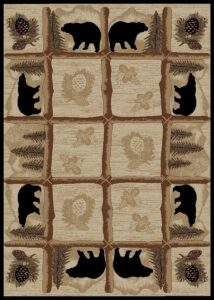 rug empire rustic lodge area rug, bear cabin, 2x3