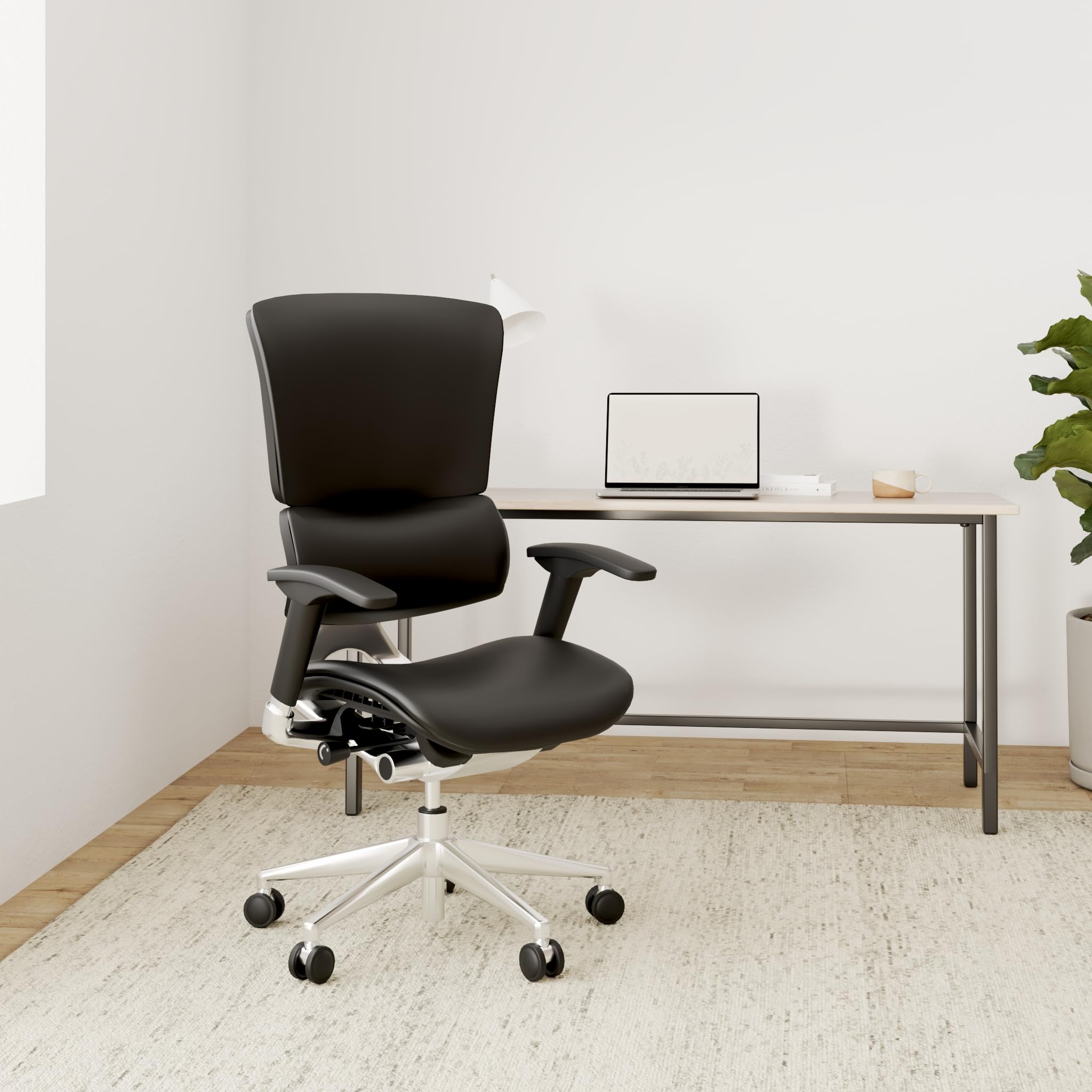 X-Chair X4 High End Executive Chair, Black Leather - Ergonomic Office Seat/Dynamic Variable Lumbar Support/Floating Recline/Stunning Aesthetic/Adjustable/Perfect for Office or Boardroom