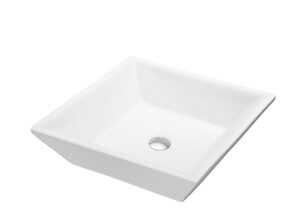 vessel above-counter square ceramic art basin, white