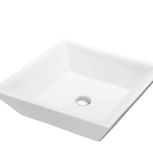 Vessel Above-Counter Square Ceramic Art Basin, White