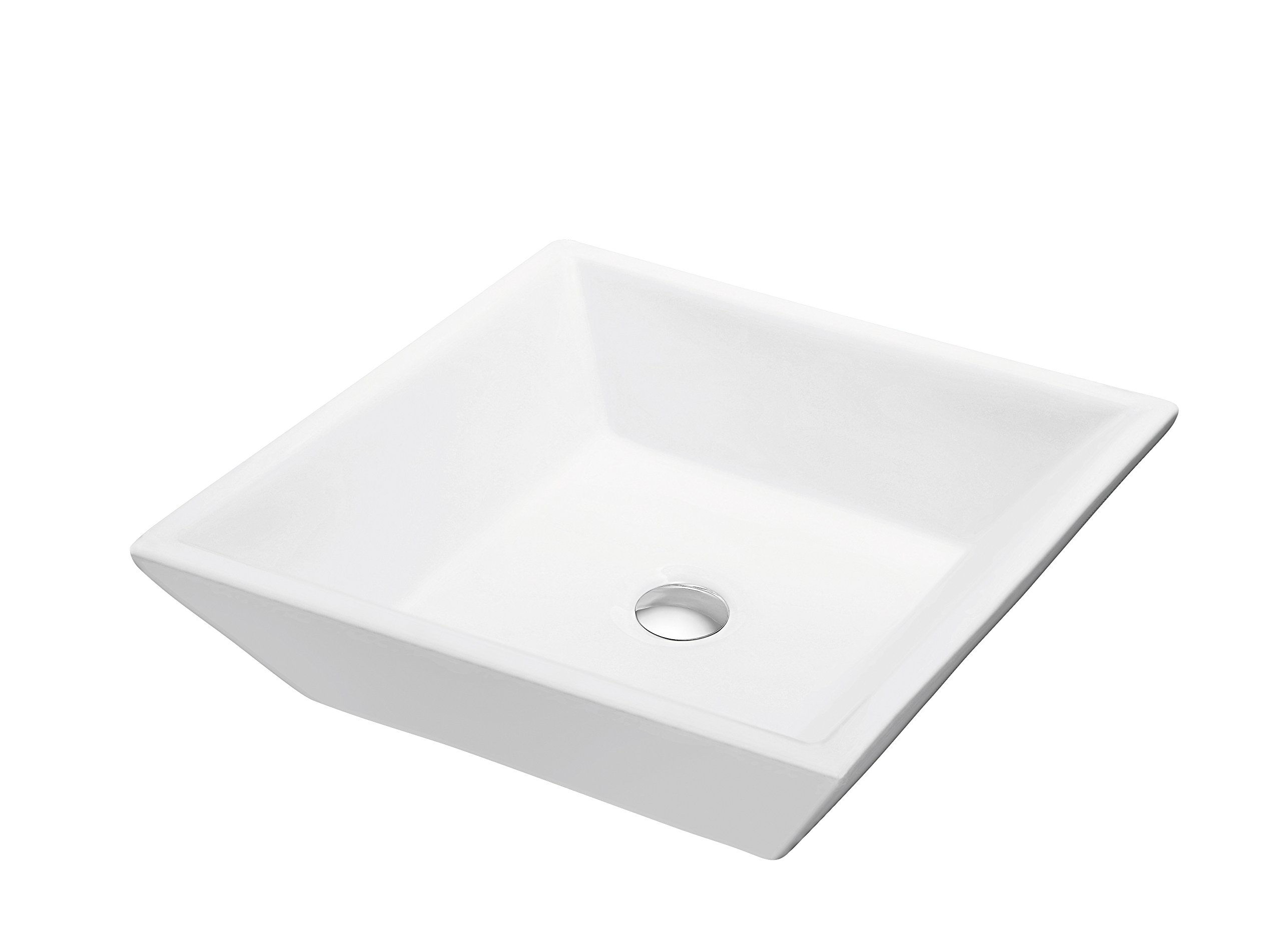 Vessel Above-Counter Square Ceramic Art Basin, White