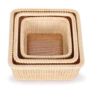 teng tian nantucket square rattan basket, multi-purpose storage, neutral color, 11" x 11"