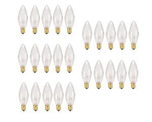 replacement light bulbs for electric candle lamps - 7 watt, clear, pack of 25 bulbs