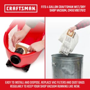 CRAFTSMAN CMXZVBE43270 Genuine Fine Dust Wet Dry Vac Dust Collection Bags for CRAFTSMAN CMXEVBE17612 4 Gallon Shop Vacuum, Collects Dry Fine Debris, Reduces Cleanup Time, 2-Pack