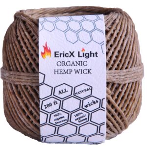 ericx light organic hemp wick,200 ft spool,well coated with beeswax,standard size(1.0mm)