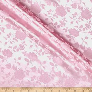 rose satin jacquard pink, fabric by the yard