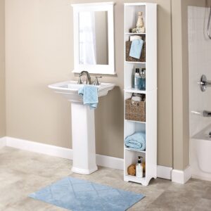 Accents Depot Slim Storage Tower with Six Shelves for Hallways, Closets and Bathrooms - White