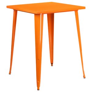 flash furniture nolan commercial grade 31.5" square orange metal indoor-outdoor bar height table