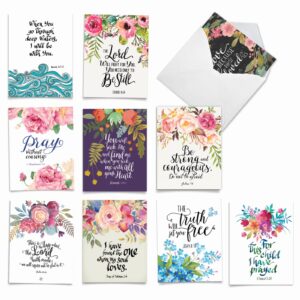 the best card company - 10 assorted blank all occasions notecards box set 4 x 5.12 inch w/envelopes bible verse, men, women variety pack (10 designs, 1 each) - holy sentiments m2380ocb