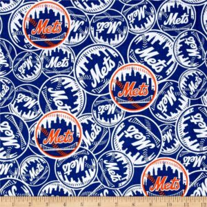 mlb new york mets cotton broadcloth, fabric by the yard