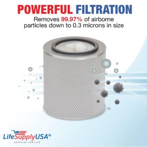 LifeSupplyUSA HEPA Filter Replacement Compatible with Austin Air FR200 FR250 Health Mate Junior HM200, HM 200, HM-200 HM-205 HM-250 Air Purifiers (Pre-Filter Included)