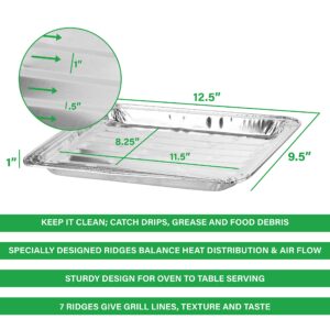 Party Bargains Aluminum Broiler Pans - 12 Pack, Heavy-Duty Disposable Grill Pans for Cooking, Roasting, BBQ, Picnic - (Max 240°C)