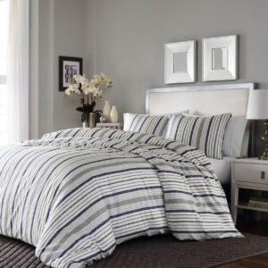 stone cottage - king duvet cover set, cotton sateen bedding with matching shams, elegant home decor (conrad grey, king),medium grey