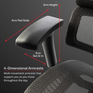 X-Chair X1 High End Task Chair, Black Flex Mesh with Headrest - Ergonomic Office Seat/Dynamic Variable Lumbar Support/Highly Adjustable/Relaxed Recline/Perfect for Office or Home Desk