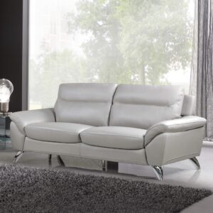 cortesi home monaco contemporary leather sofa, grey