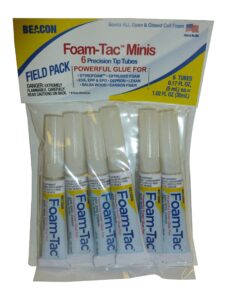 beacon foam-tac powerful glue - fast-drying, waterproof, ideal for foam, plastics, balsa wood, and carbon fiber - perfect for rc builders, 6 tube bag, 1-pack