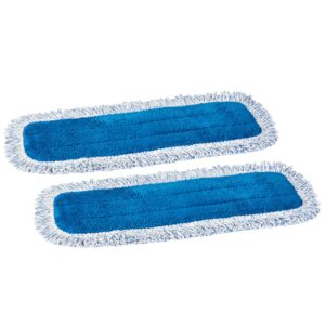 zflow 18" microfiber dust mop pads 2-pack - premium commercial grade washable pads (18", blue)