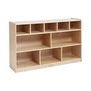 ecr4kids 5+5 mobile storage and tray cabinet, classroom furniture, natural