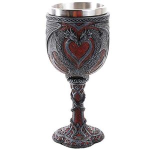 pacific giftware double dragon heart love goblet wine cup 7 inch