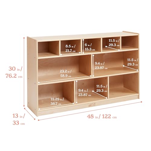 ECR4Kids 5+5 Mobile Storage and Tray Cabinet, Classroom Furniture, Natural