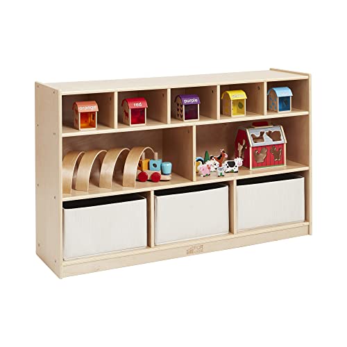 ECR4Kids 5+5 Mobile Storage and Tray Cabinet, Classroom Furniture, Natural