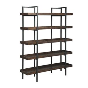 signature design by ashley starmore urban industrial 76" bookcase with 5 fixed shelves, brown