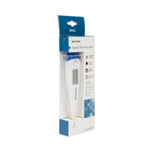 McKesson Digital Oral Thermometer with LCD Display - 30-Second Reading, Fever Alarm, Recall Memory - Includes Probe Sheaths, Storage Case, Manual, Battery, 1 Count