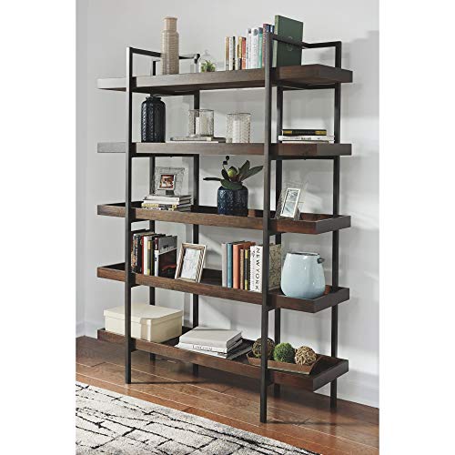 Signature Design by Ashley Starmore Urban Industrial 76" Bookcase with 5 Fixed Shelves, Brown