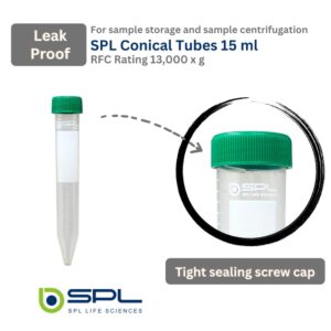 SPL 15 ml Conical Centrifuge Tubes Sterilized with PP Racks,DNase/RNase - Free, 25 Tubes x Rack (1 Rack)