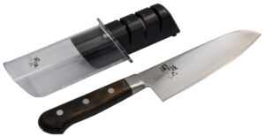 kai corporation ae5151 seki magoroku santoku knife, 6.5 inches (165 mm), aoto & diamond & ceramic sharpener, made in japan