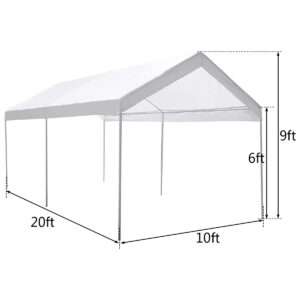 Tangkula Carport 10 x 20 Heavy Duty Portable Car Canopy All-Purpose Water-Resistant Carport Outdoor Party Canopy Garage Cover Instant Shelter