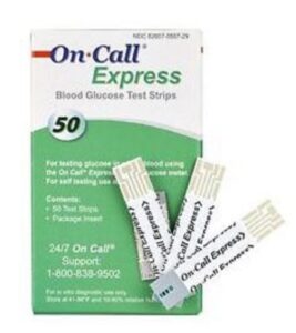 on call express blood glucose diabetic test strips- 200 count value bundle (4boxof50)